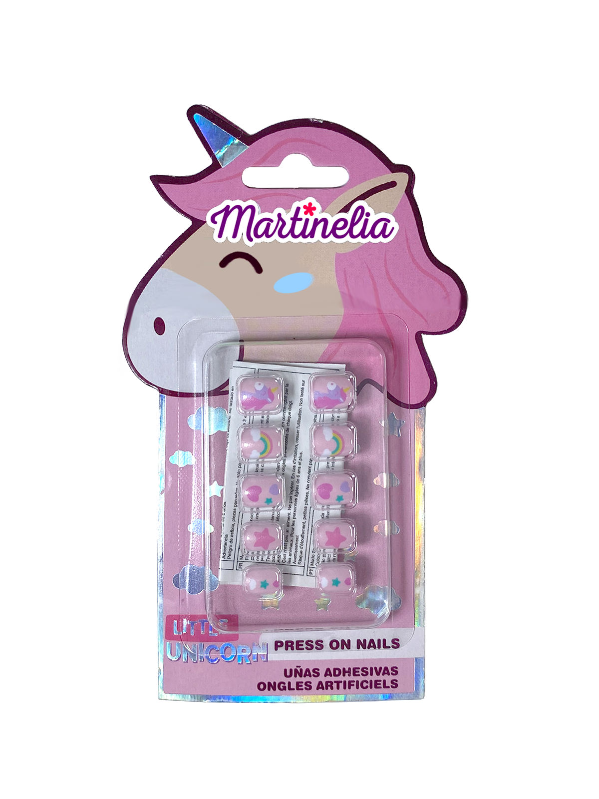 Набор накладных ногтей Martinelia, розовые, квадратные, с дизайном, 10 шт