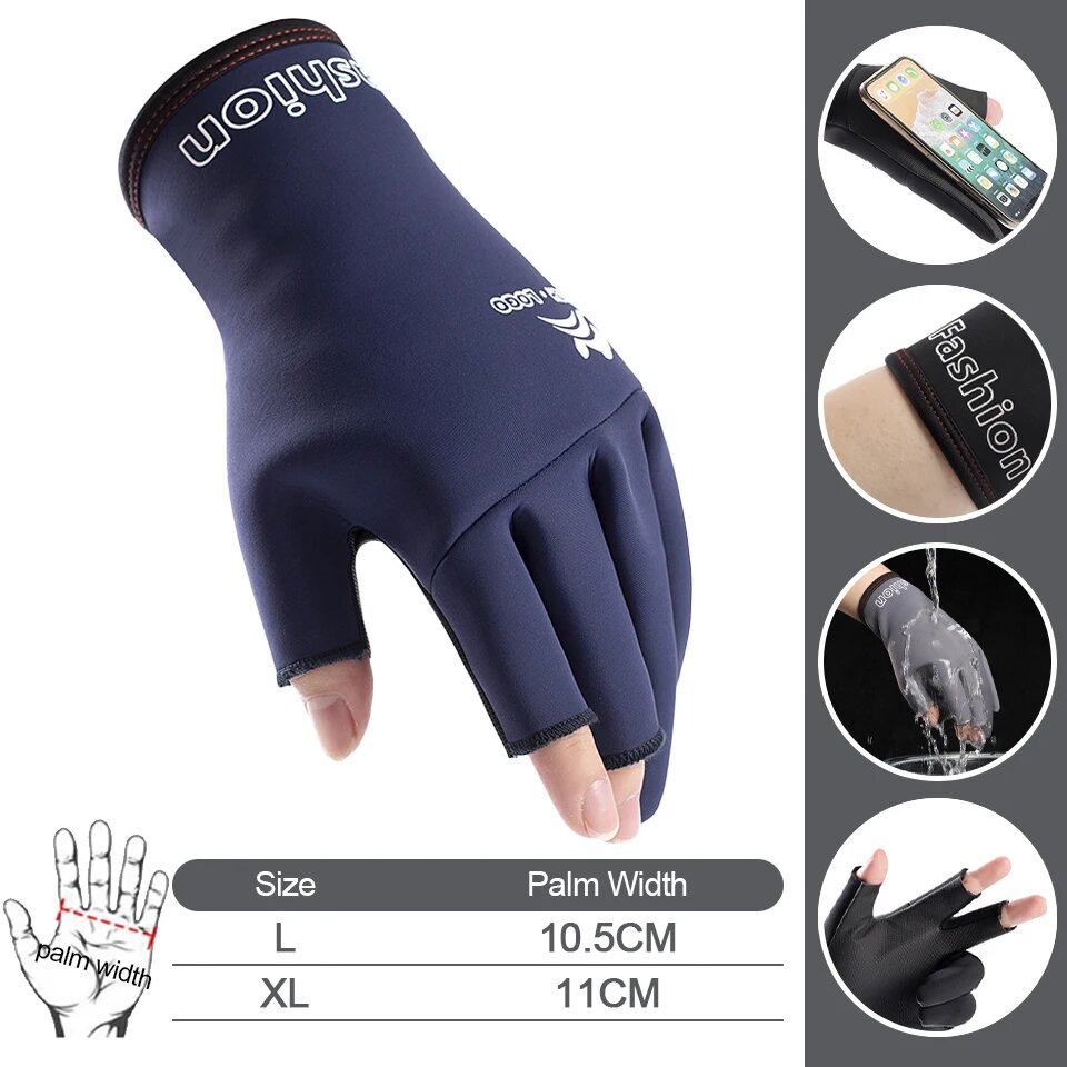 Рыболовные перчатки Pesca неопреновые кожаные L, Type E-Dark Blue