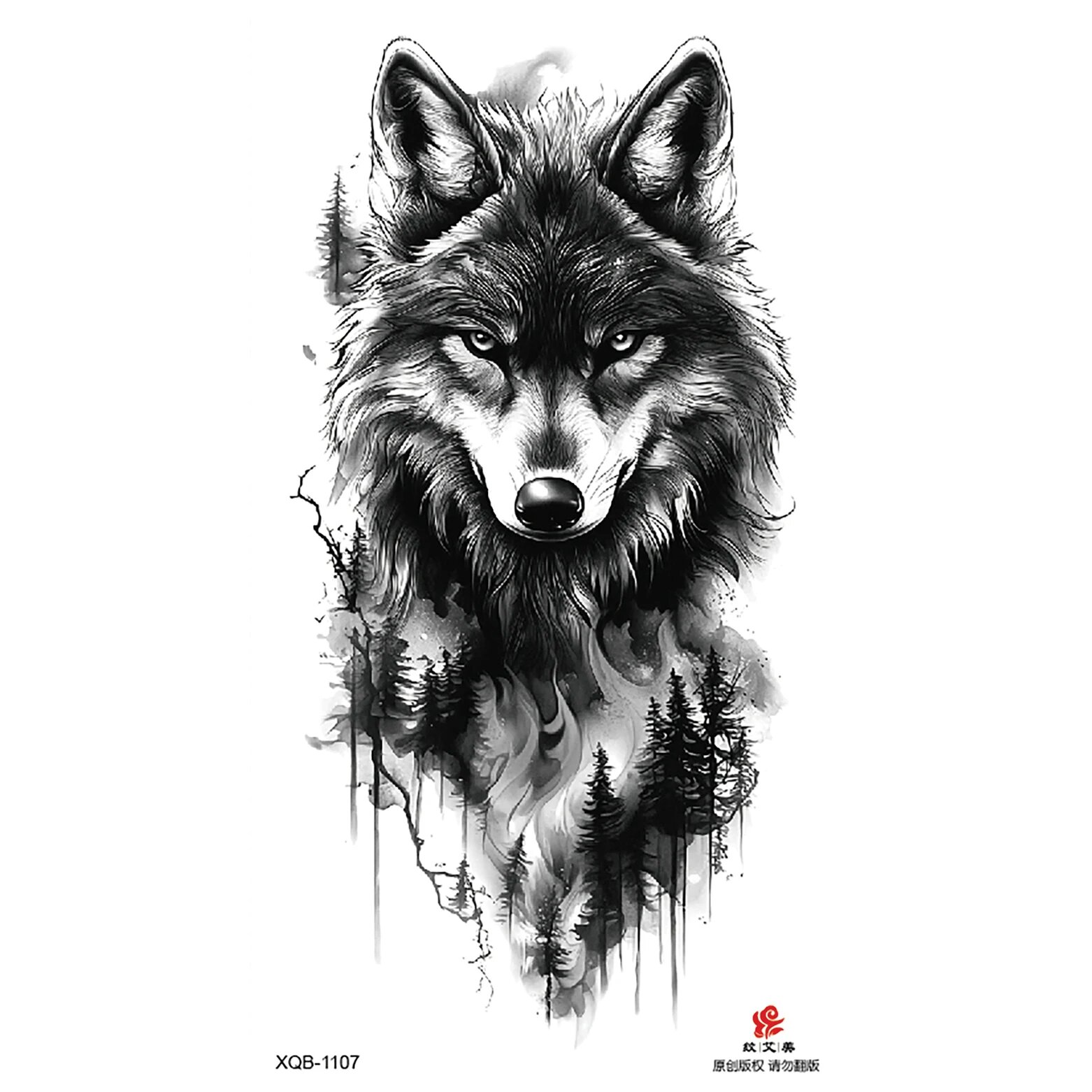 2025 New Waterproof Temporary Tattoo Sticker Fire Forest Lion Wolf Tiger Flash Tattoos Man Crown Body Arm Fake Tatoo