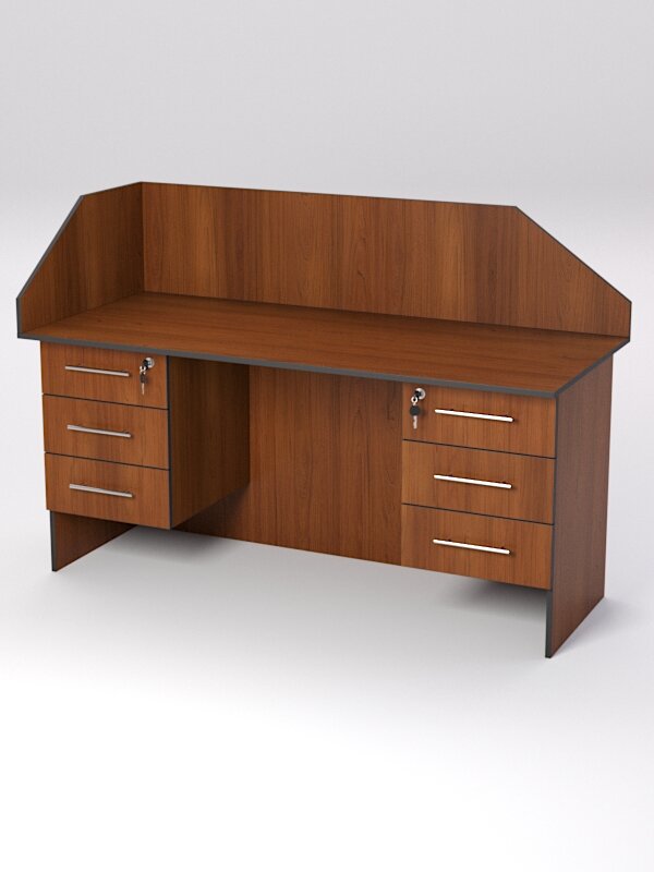 Стол двухтумбовый офисный С-07А с экраном, Ясень Анкор темный - U31105