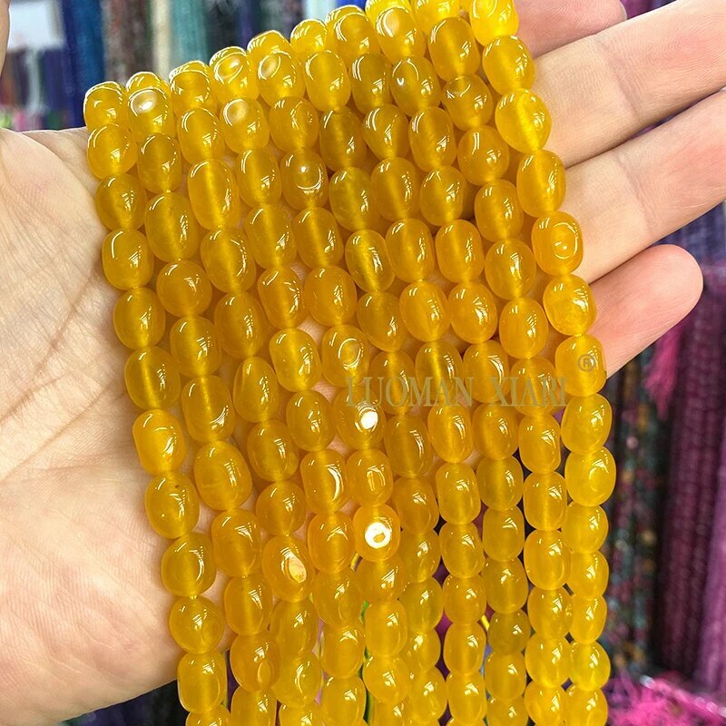 LUOMAN XIARI Бусины из халцедона 32-34 шт Желтый, 8x10mm 32-34pcs, Yellow