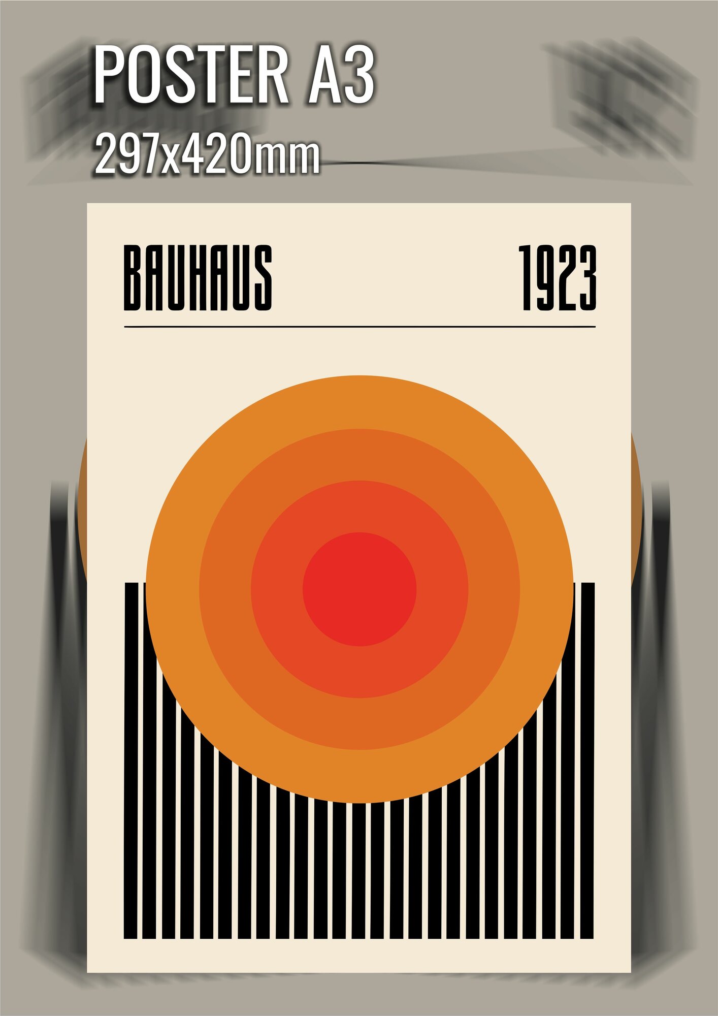 Artstiker Постер Bauhaus 1923 Концентрические круги 42х29 см для современного интерьера и дизайнерского декора постерная бумага 200гр/м