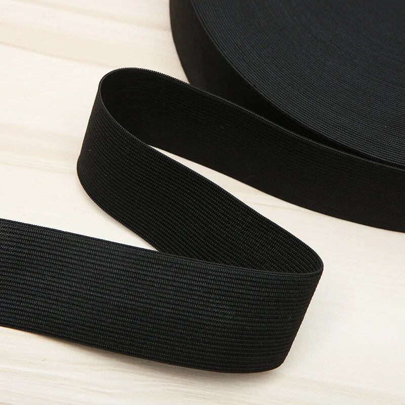 Плоская резинка для шитья 2м 4/5/6см низкоэластичный латексный шелк Черный, 50 мм, черный