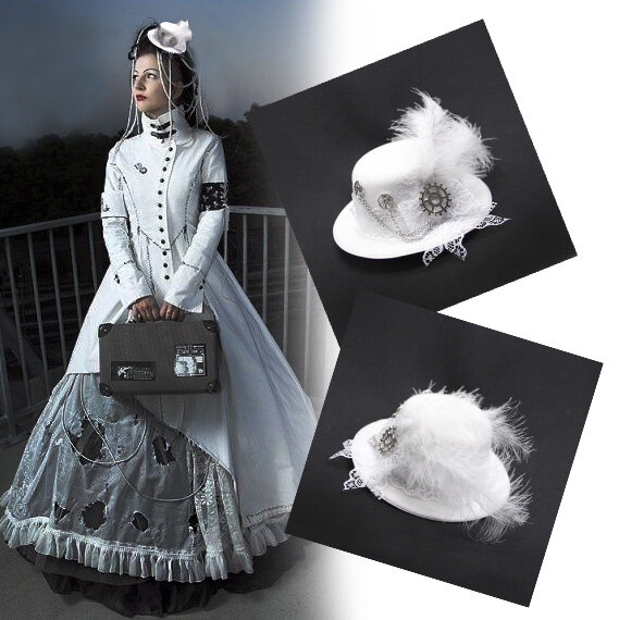 Женская белая мини-шляпка Стимпанк – от СosplayCity. магазин –