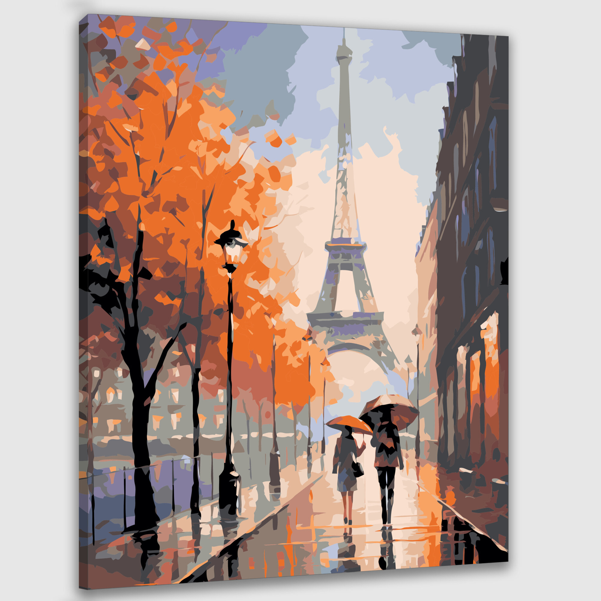 Картина по номерам 40x50 см, картина, масло, Эйфелева башня, пара, река Сена, улочки, кафе, цветы, романтика, Париж