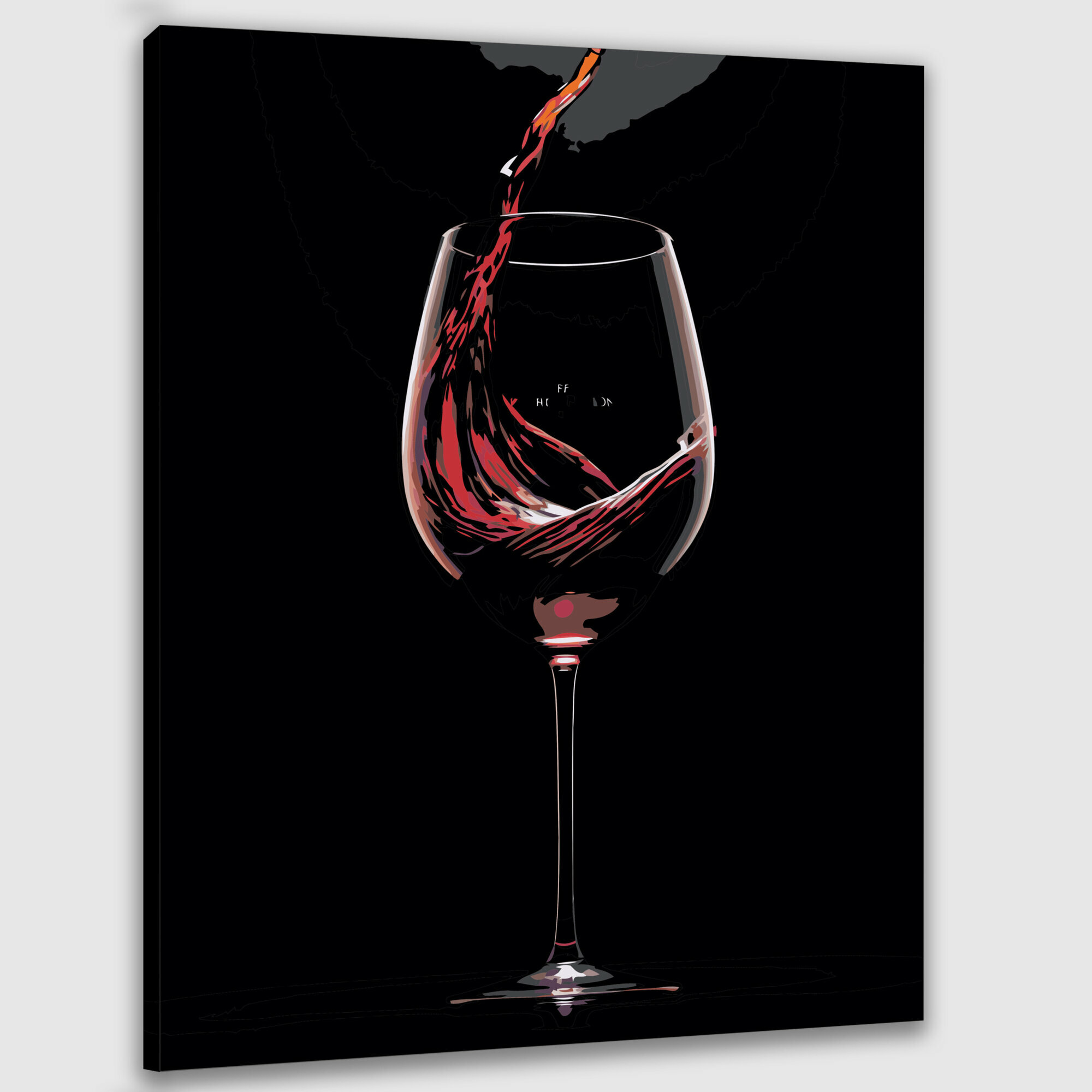 Картина по номерам 40x50 см, бокал, вино, темно-красное, план, эмоции, бархатистая текстура, интенсивный цвет, стекло