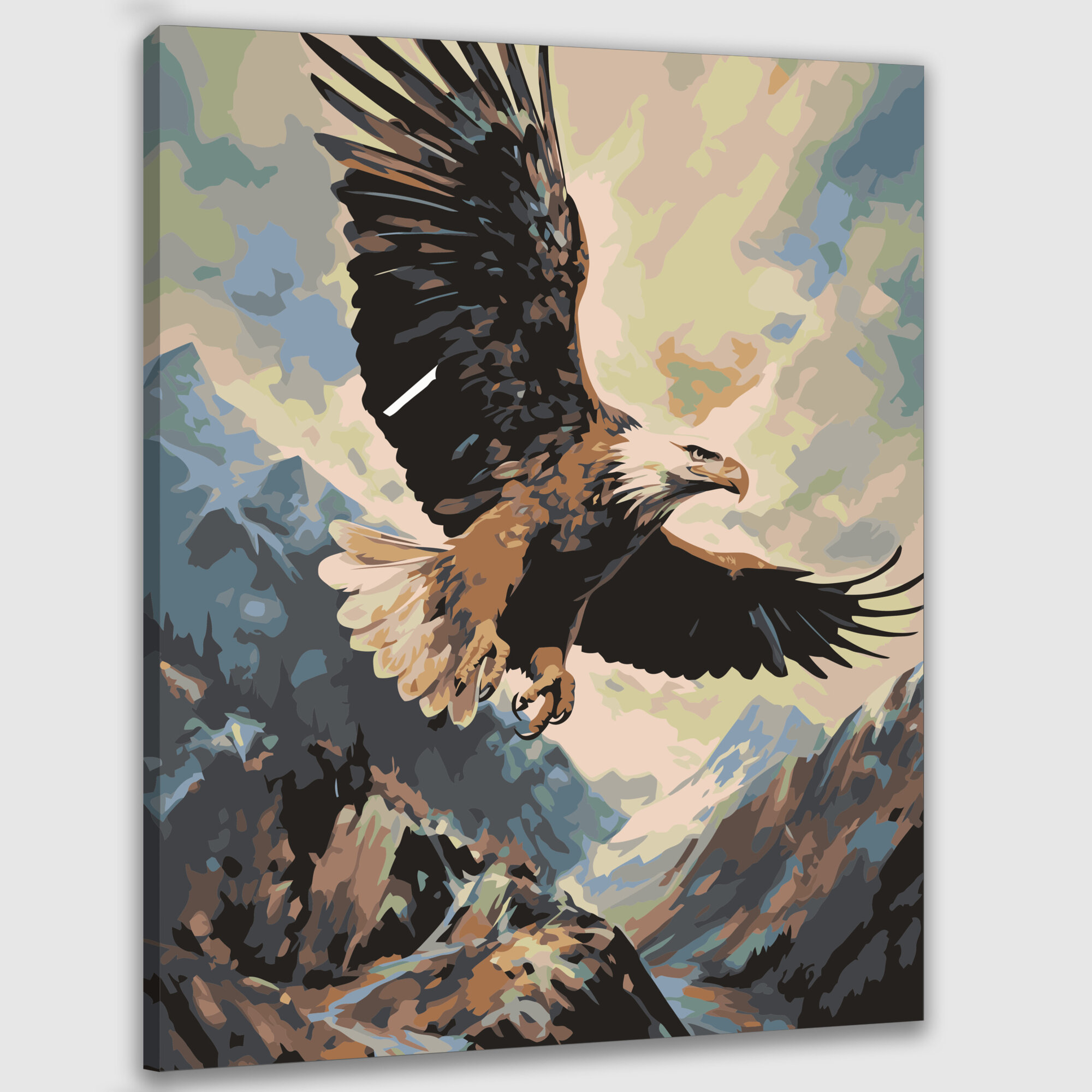 Картина по номерам 40x50 см, орел, портрет, гуашь, мазки, мощь, грация, оперение, цвета, композиция, свобода, сила