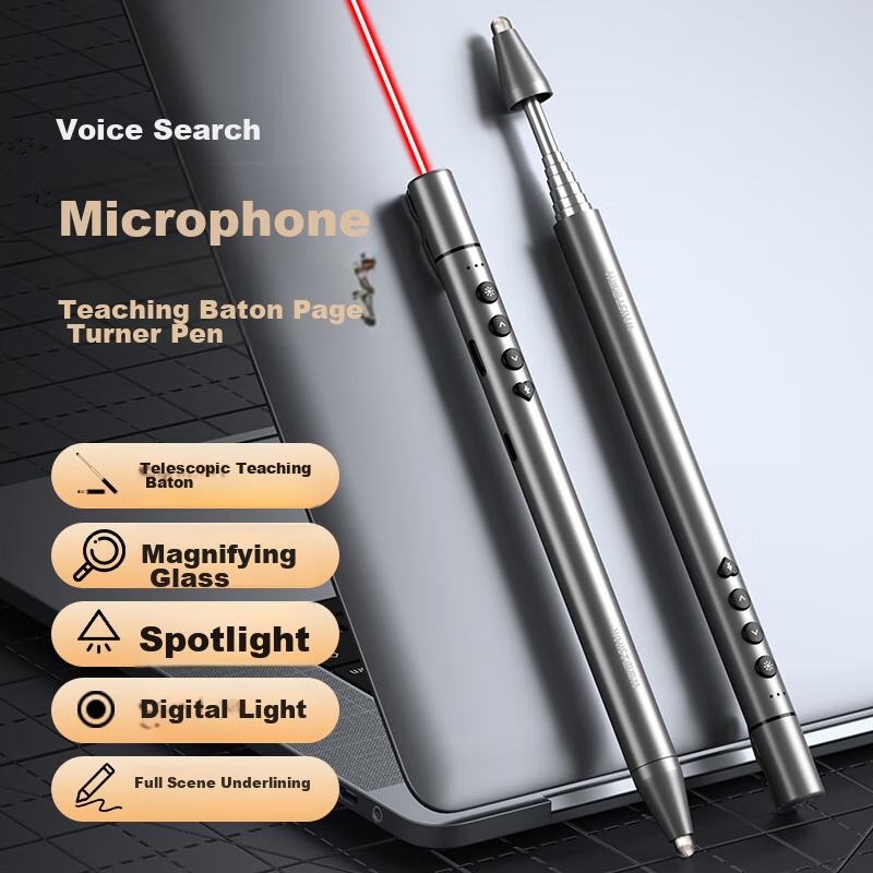 Whistler G15 PPT Retractable Teaching Pointer, Page-Turning Pen, Multimedia Wireless Presenter, Electronic Whiteboard Writing Microphone, Voice-Controlled Remote Pen, Digital Projector Magnification, 64GB USB Flash Drive