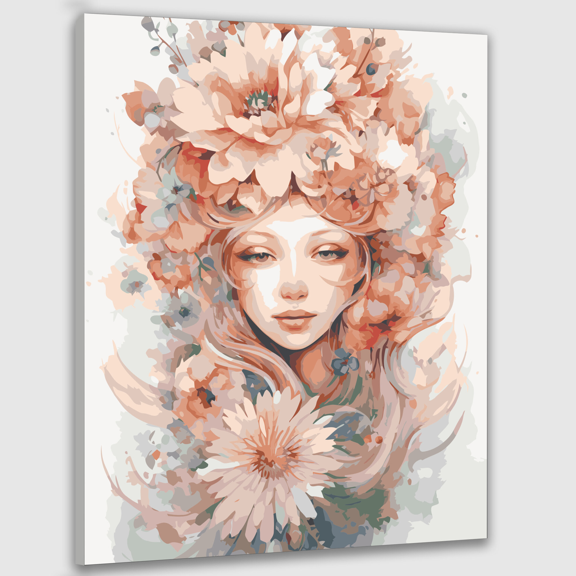 Картина по номерам 40x50 см, акварельная иллюстрация, Цветочная дива, мистическое существо, человекообразное