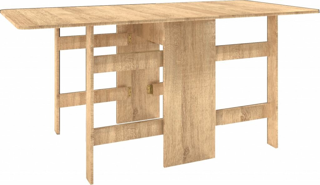 Стол-книга СТ-1.0 (без бара) Дуб крафт золотой ширина 170 смм высота 76 см ЛДСП раскладной для кухни для дачи для столовой