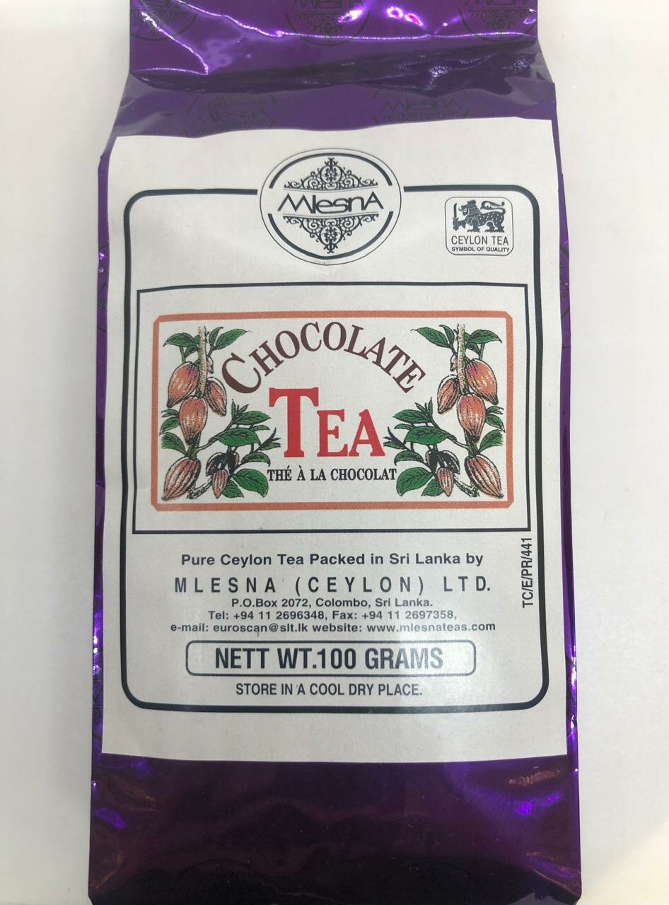 " Млесна" чай цейлонский черный листовой "Шоколад " ( со вкусом шоколада ) 100 г