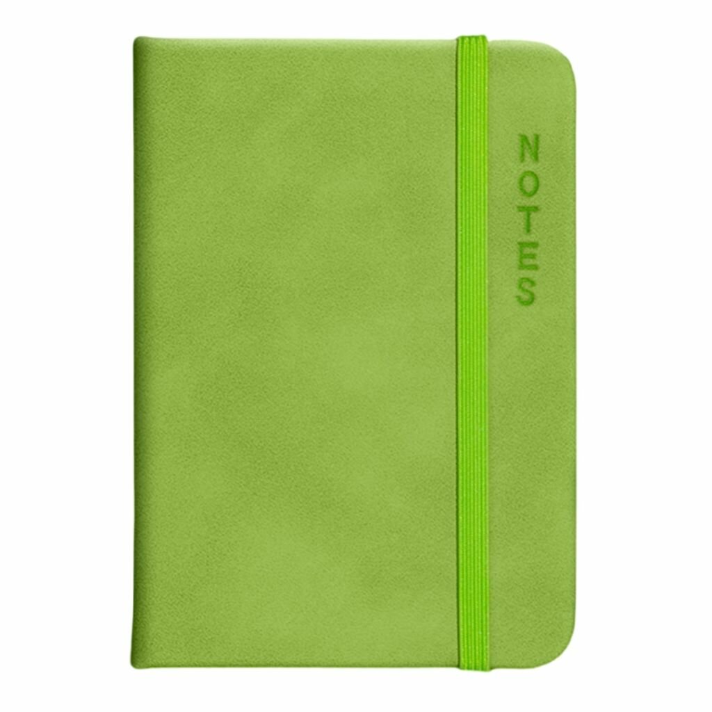 Цветной кожаный блокнот формата а7 на бумажном носителе с ремешком на ощупь-зеленый