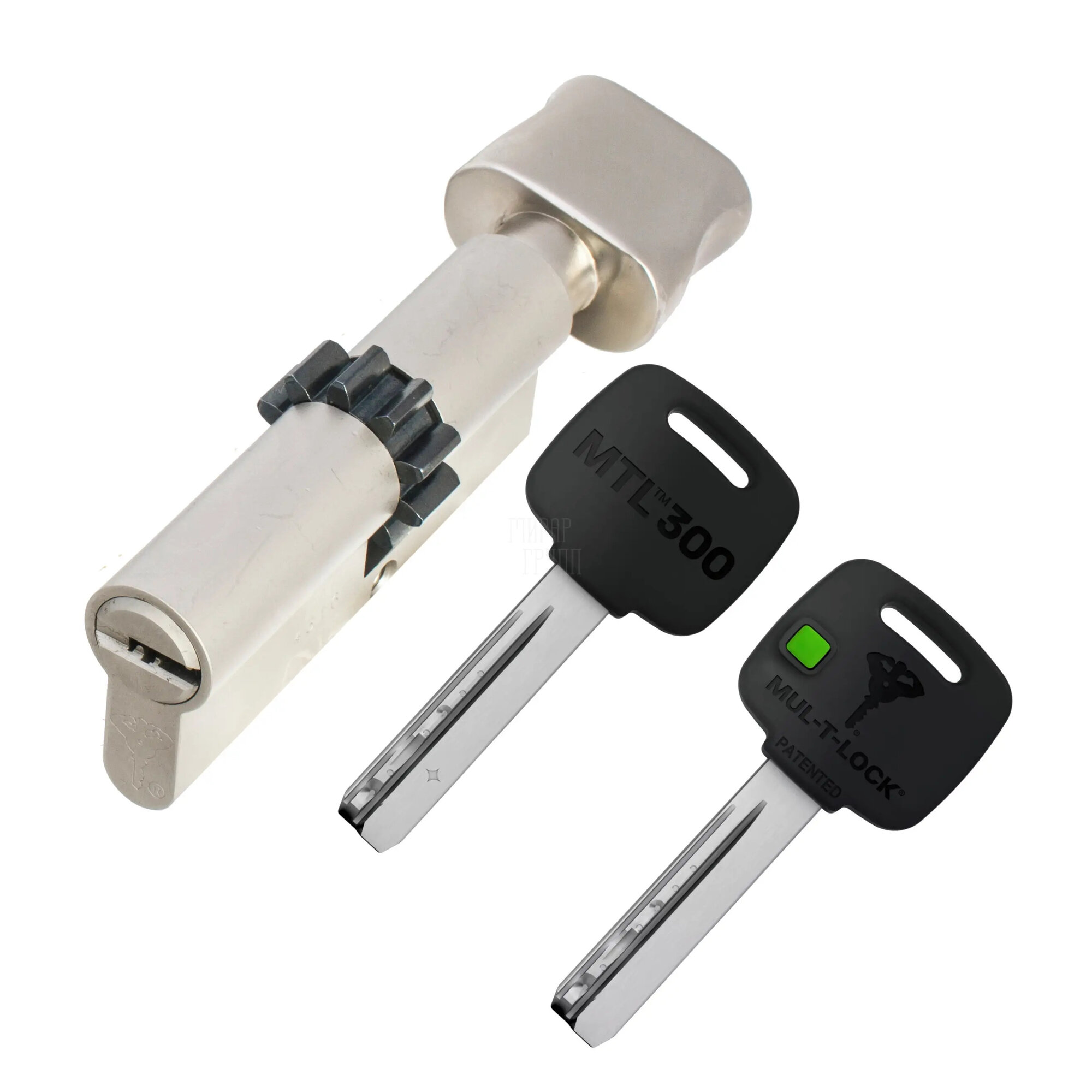 Цилиндровый механизм (личинка для корпусов замков, входных и межкомнатных) Mul-T-Lock (Израиль) ключ-вертушка серии MTL300 никель + шестерня 35/35