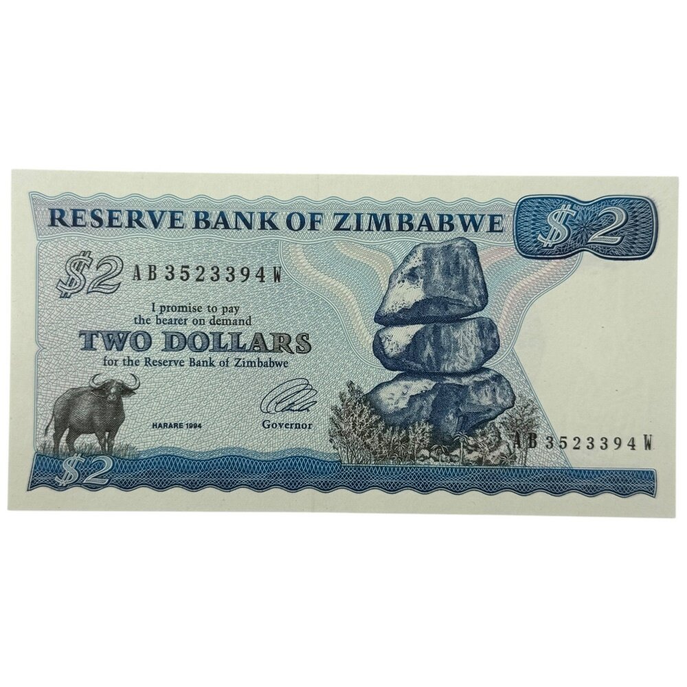 Зимбабве 2 доллара 1994 г. (ВЗ - Птица в 3/4) (Серия AB W)