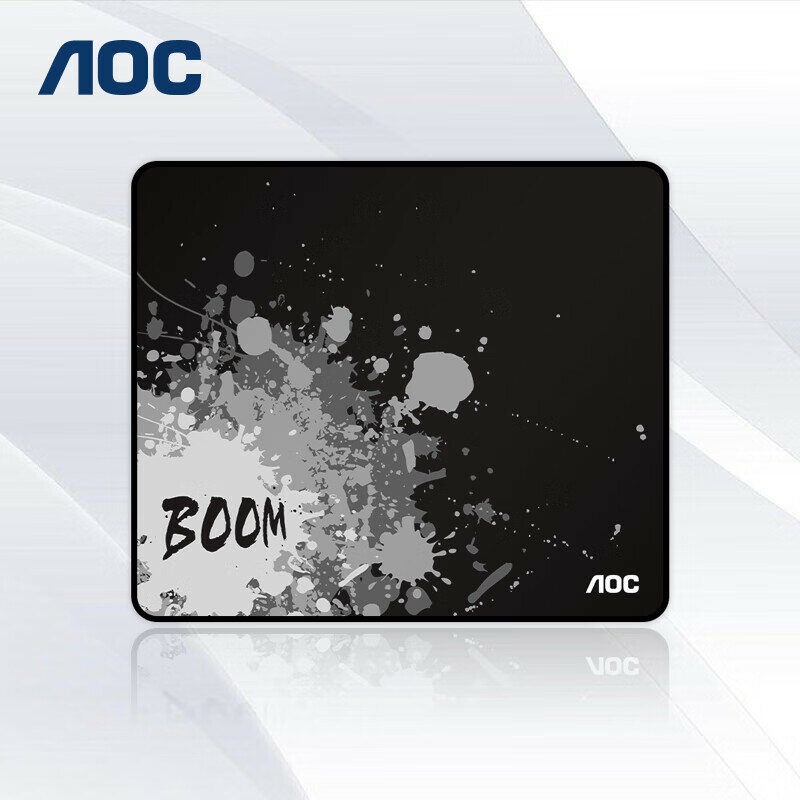 AOC Full-Property Series Gaming Mouse Pad, Medium And Small Sizes, 350*300*4mm, Thickened with Locked Edges, Office Keyboard Computer Desk Pad, M131/93BOOM, Black