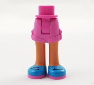 Mini Doll Hips and Shorts Folded Hem with Nougat Legs and Dark Azure Shoes with Dark Pink Soles and Dark Blue Laces Pattern - Thick Hinge, 11202c00pb11 Dark Pink U