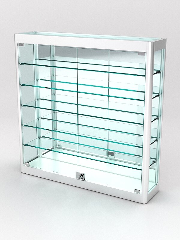Витрина из профиля настенная "вайб ИКС" №1-5П-З-170 (задняя стенка Зеркало), Белый