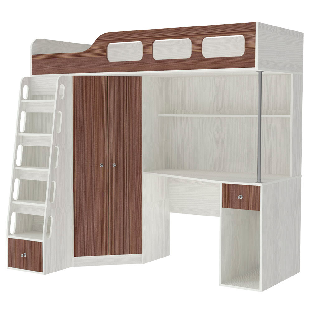 Астра-7 кровать чердак Белое Дерево Бодего Темный