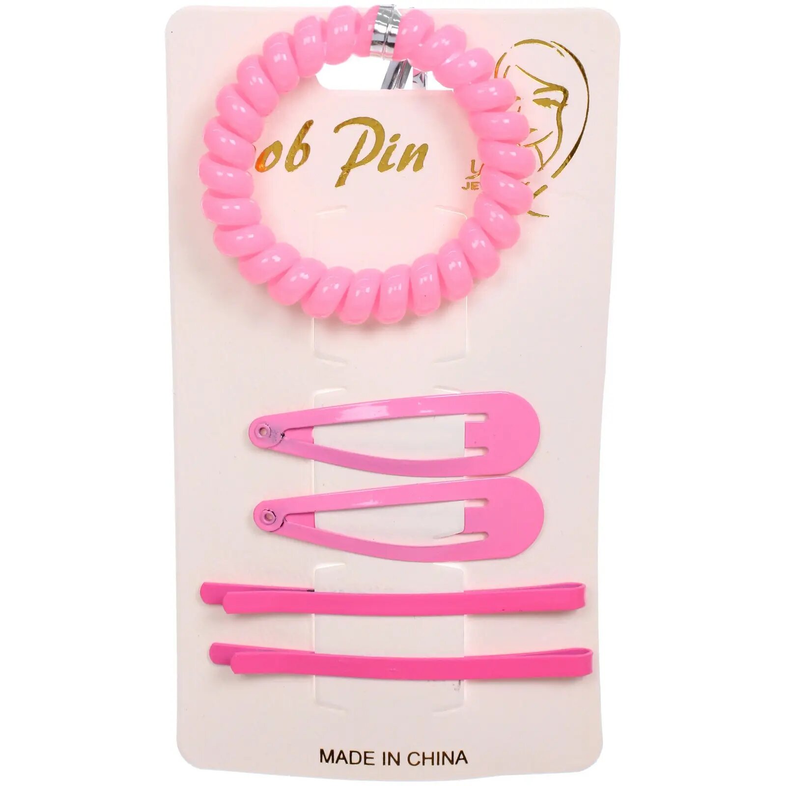 Набор аксессуаров для волос «Margo», 2 зажима, 2 невидимки, резинка, розовый