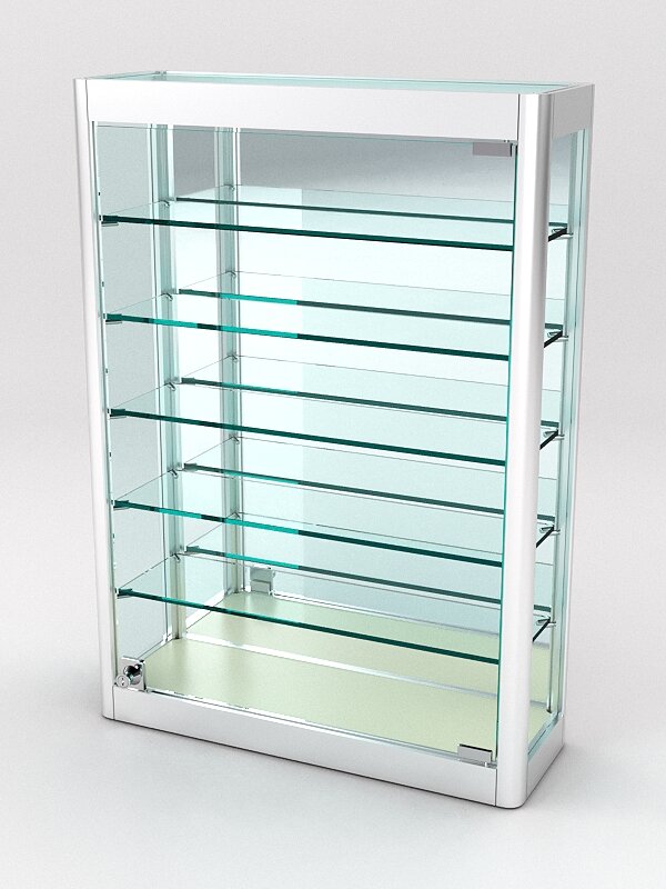 Витрина из профиля настенная "вайб ИКС" №2-5П-З-170 (задняя стенка Зеркало), Крем Вайс