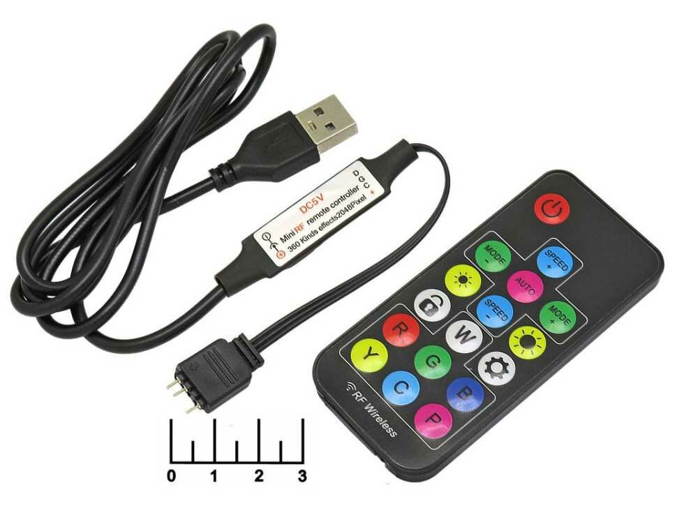 Контроллер для цифровой светодиодной ленты ARGB + ПДУ RF 5V (2048 LED)