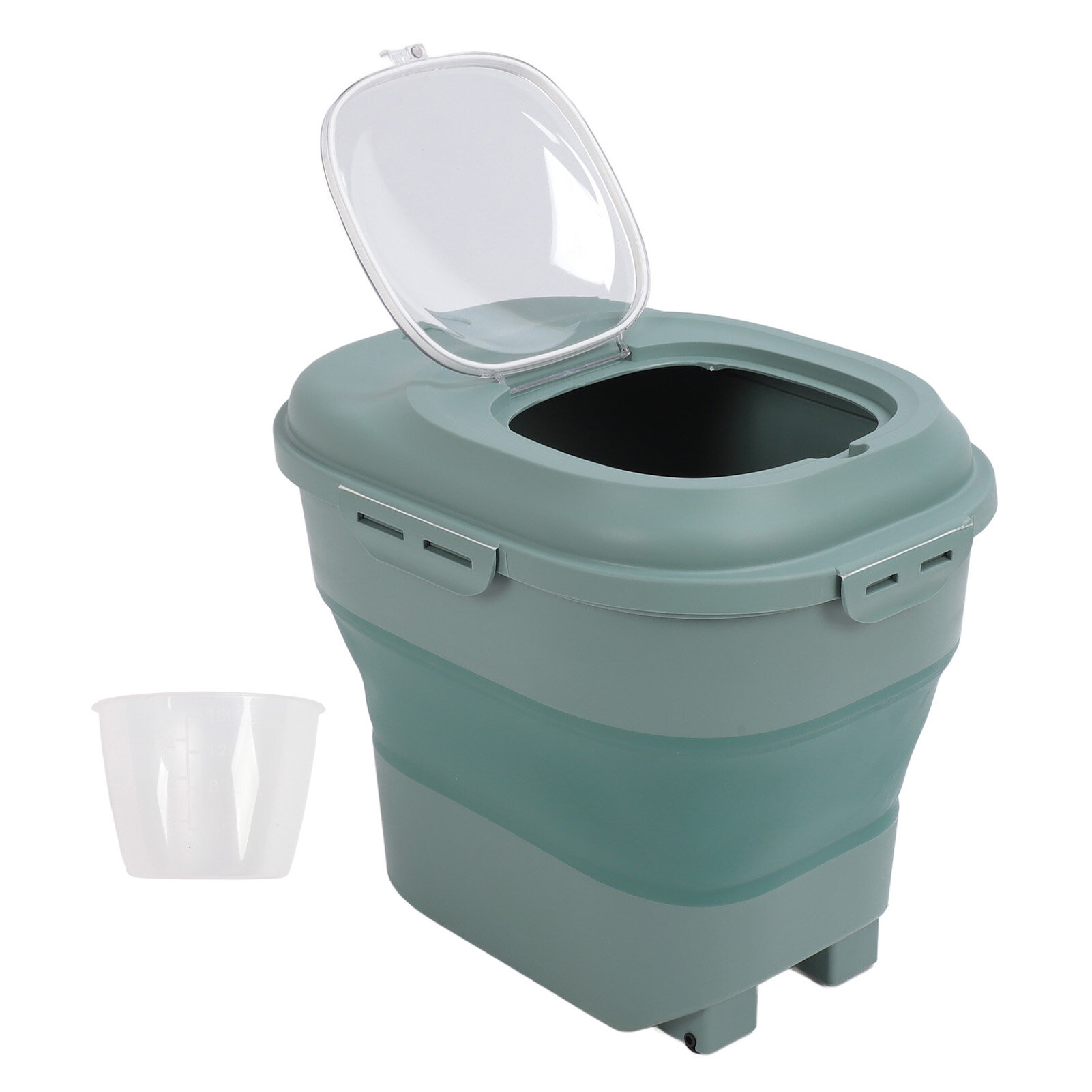 Складной контейнер для собачьего корма с герметичной крышкой, большой сухой контейнер для хранения кошачьего корма и риса, зеленый.