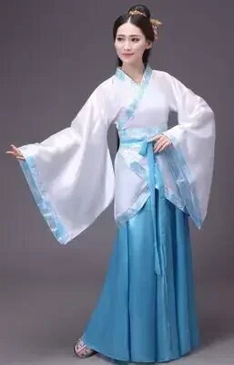 Женский винтажный ханьфу Hanfu комплект XL, 4-White Blue