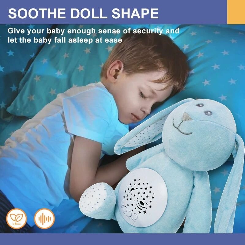 Музыкальная интерактивная обучающая игрушка для малышей, ночник детский для сна, умный зайка, белый шум для новорожденных-0