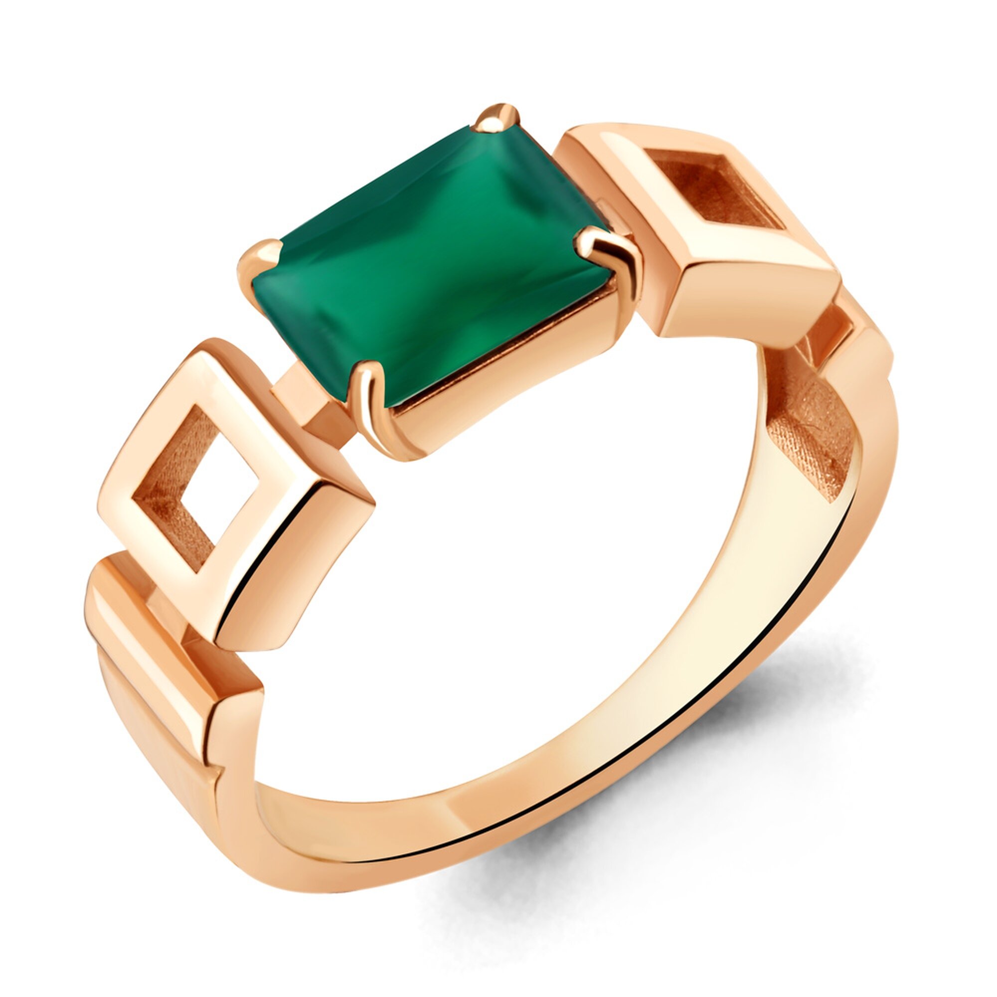 Кольцо, серебро, 925 проба, золочение, агат