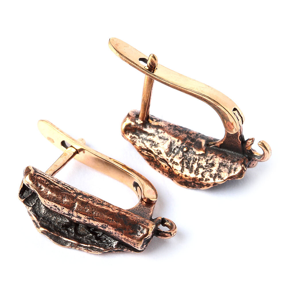 Швензы закрытые, 18.5х6.5мм, с английским замком, Anna Bronze, Корица, базовый материал - бронза, цвет античная бронза (медный с чернением), пара