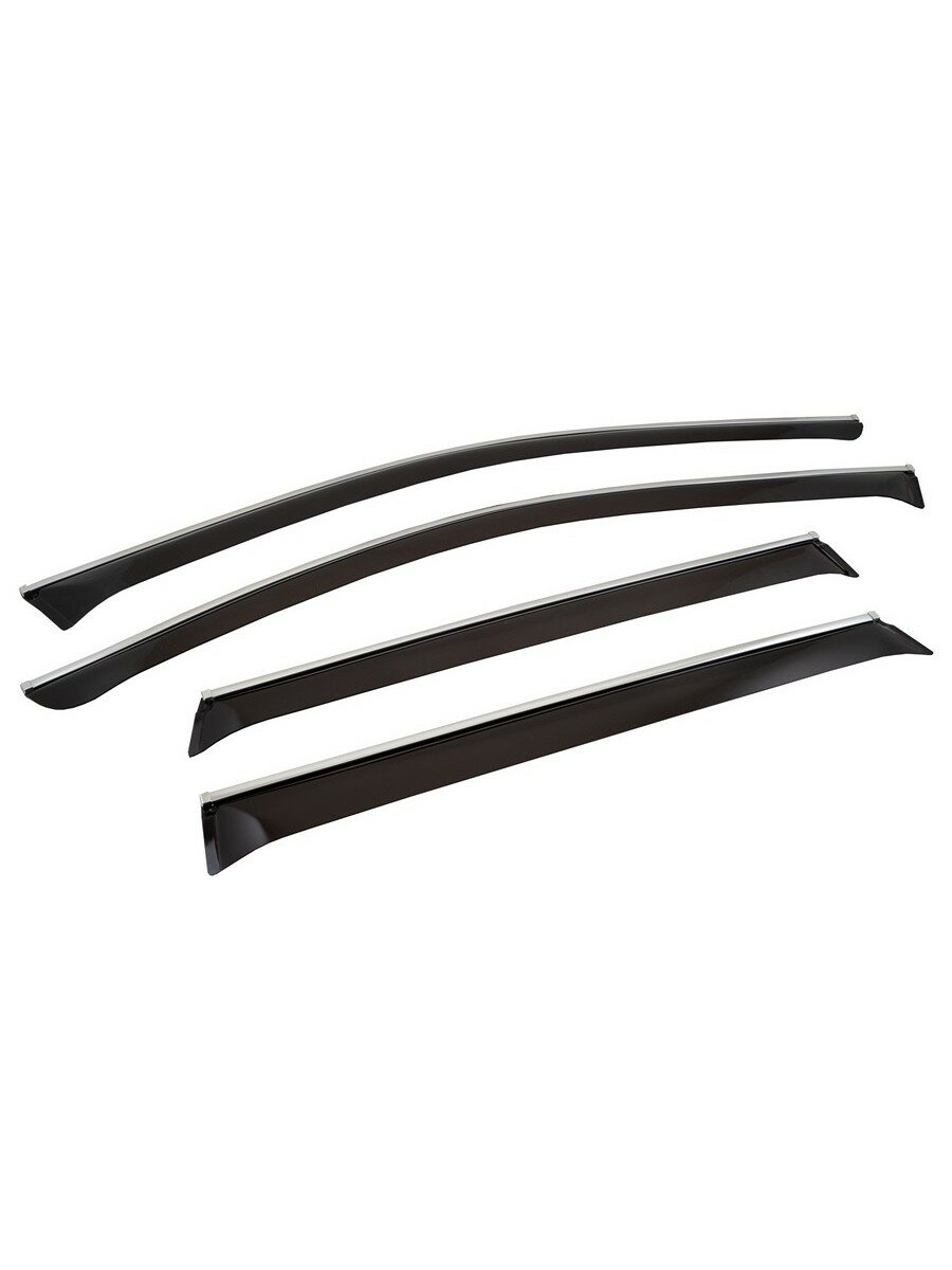 Дефлекторы окон хром VOLKSWAGEN TOUAREG II 2010-, 4 шт, ветровики CHROMEX / Фольксваген Туарег