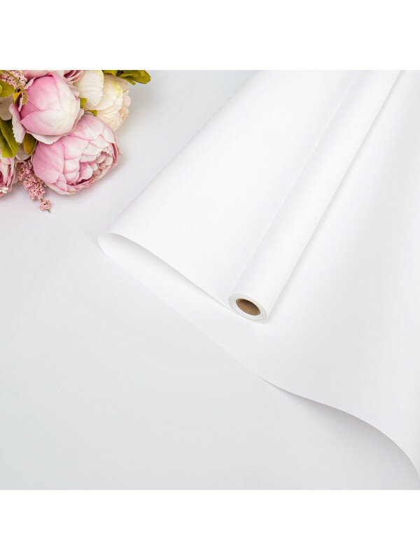 Пленка матовая 57см х 10м, однотонная, Стандарт, белый