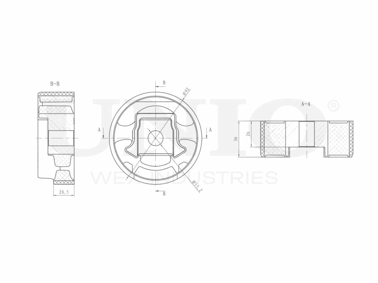 Опора двигателя нижняя, для Фольксваген Пассат B6, B7 05-, Гольф V, VI 03-, Шкода Октавия (1Z3 1Z5) 04- Volkswagen Passat Golf Skoda Octavia 04- артикул RMP-15043 производителя UNIO