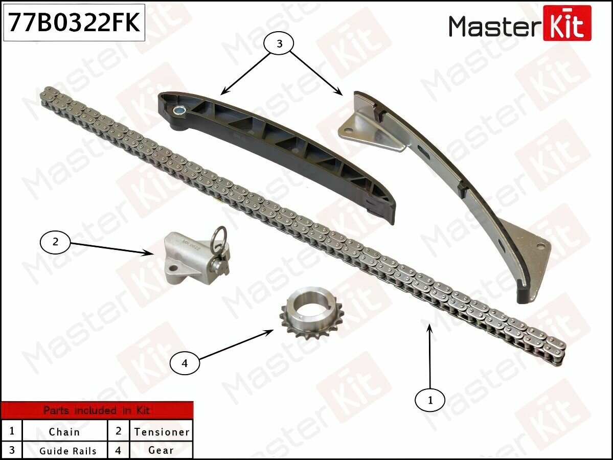 Цепь ГРМ комплект для Джили Emd EC, X7 77B0322FK MASTERKIT