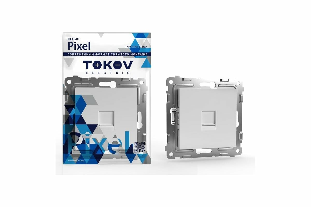 Розетка телефонная 1-м СП Pixel RJ11 механизм бел. TOKOV ELECTRIC TKE-PX-RT1-C01