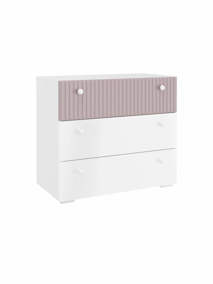 Детский комод для одежды и хранения вещей Фокс с ящиками, 88.1х46.5х77.2 см, Белый / Пудровый