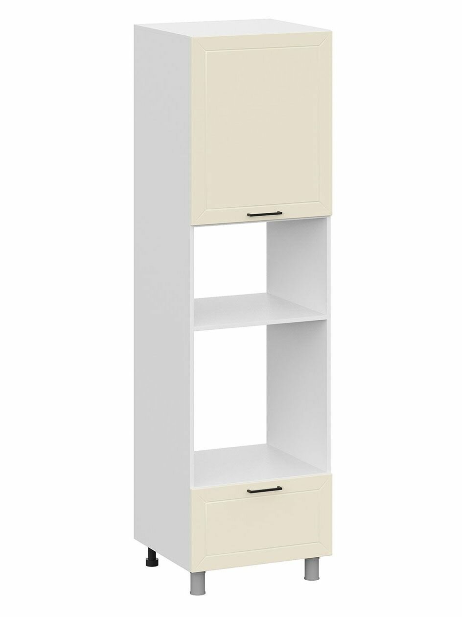 Кухонный модуль напольный, шкаф-пенал под духовку Сектор с полками, с ящиками, с доводчиками, 60х56.2х214 см, Белый / Магнолия