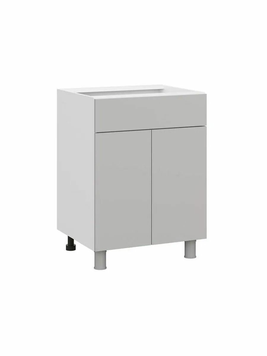 Кухонный модуль напольный, стол Тандем с полками, с ящиками, с доводчиками, 60х50.6х82.4 см, Белый / Нео