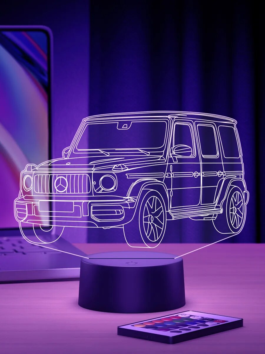 Ночник Автомобиль Гелик - Mercedes Gelandewagen. Подарок автолюбителю — декор в гараж или кабинет в духе автокультуры: любимые машины, тюнинг, автоспорт и эстетика дрифта.