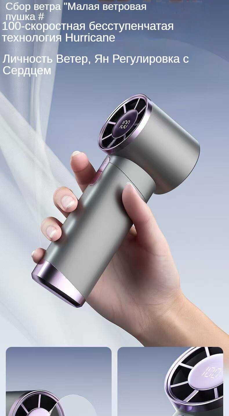 Ручной портативный вентилятор 58x61x158.5 мм, мощный турбо мини USB перезаряжаемый