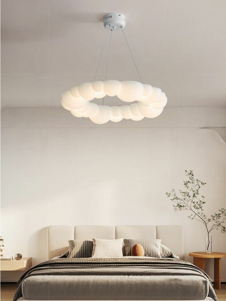 WESSVANКруглое белое облако подвесной светильник, D68 см, бесступенчатое затемнение