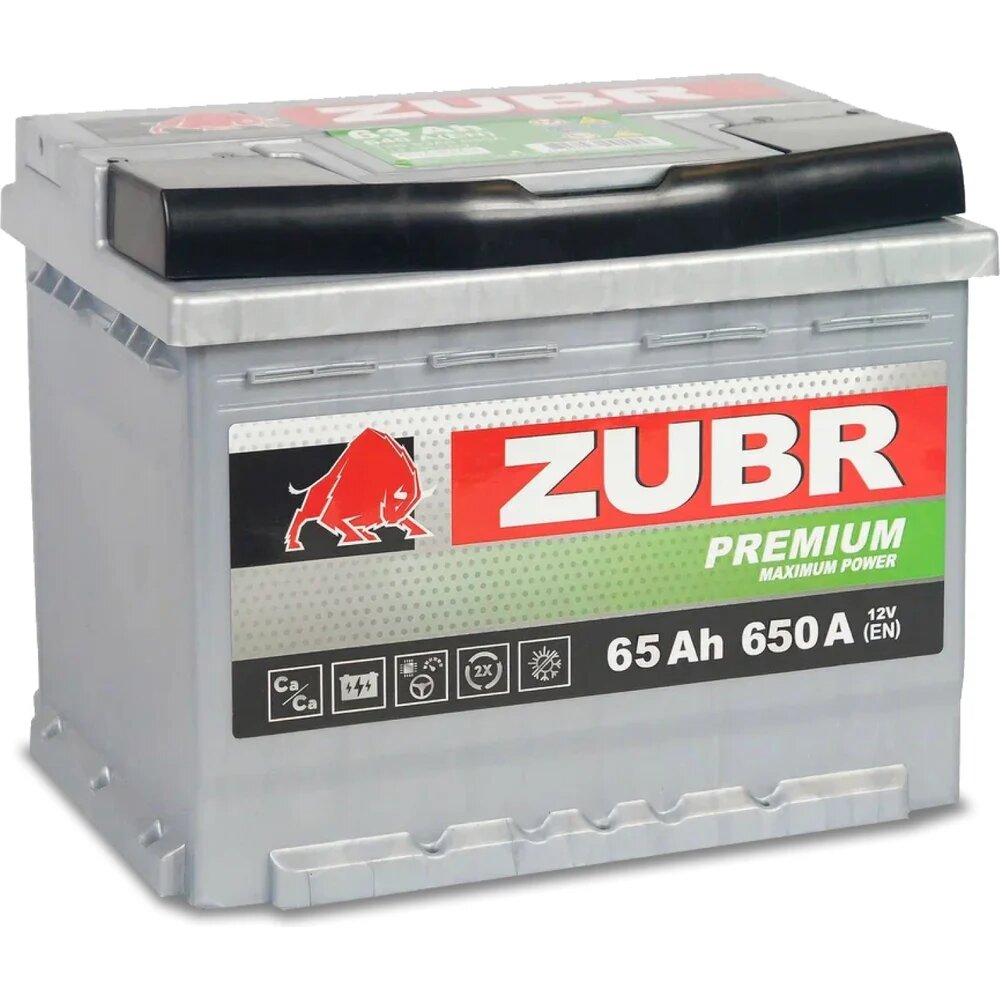 Аккумулятор ZUBR Premium 65Ah R+ (низкий) ZP650