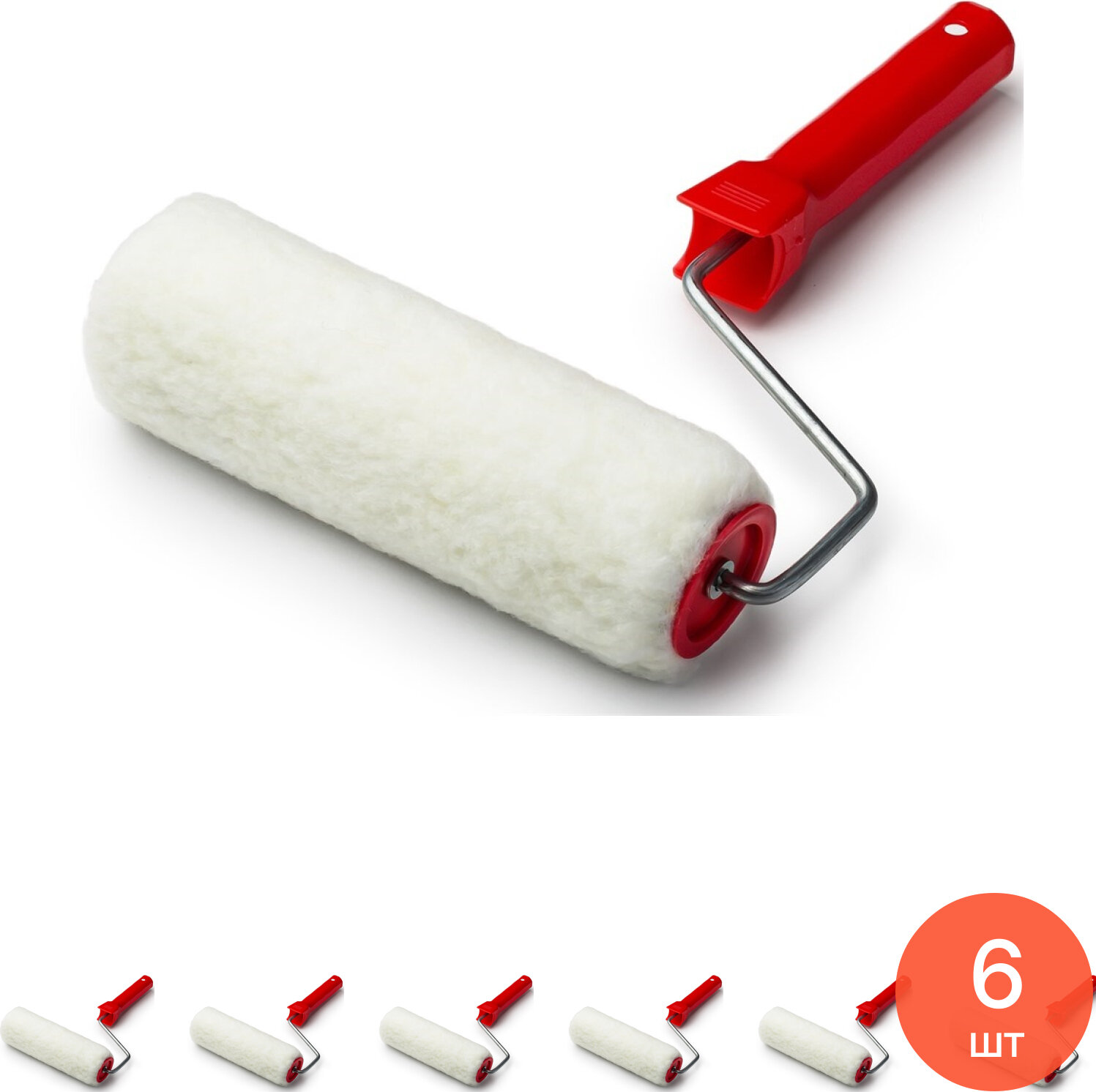 Валик малярный 888 ВММ из меха натурального на вязаной основе, ворс 12мм, диаметр 47мм, длина 150мм / ручной инструмент (комплект из 6 шт)