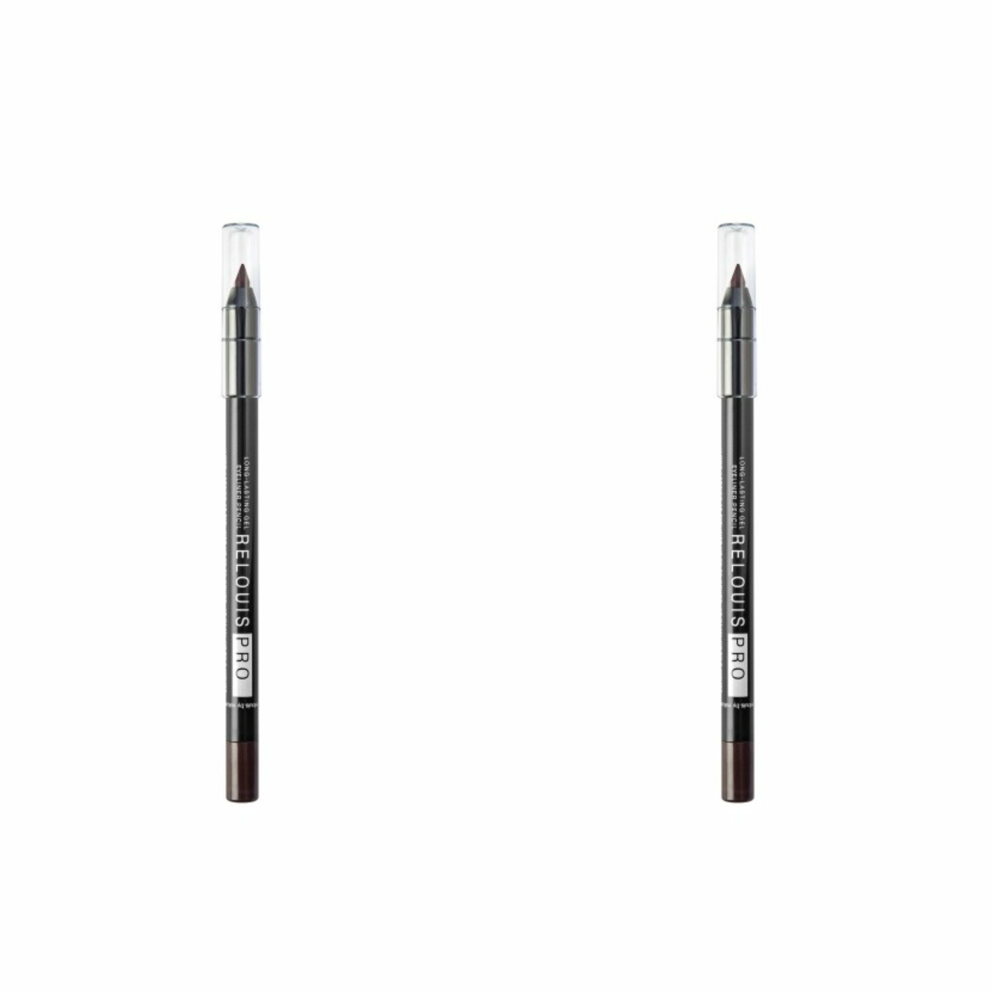 Карандаш для глаз Relouis, Стойкий, Гелевый, тон 02 Brown, 3 г, 2 шт