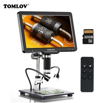 Цифровой микроскоп TOMLOV DM501 HDMI для ремонта монет, электронной пайки 1300X микроскопия