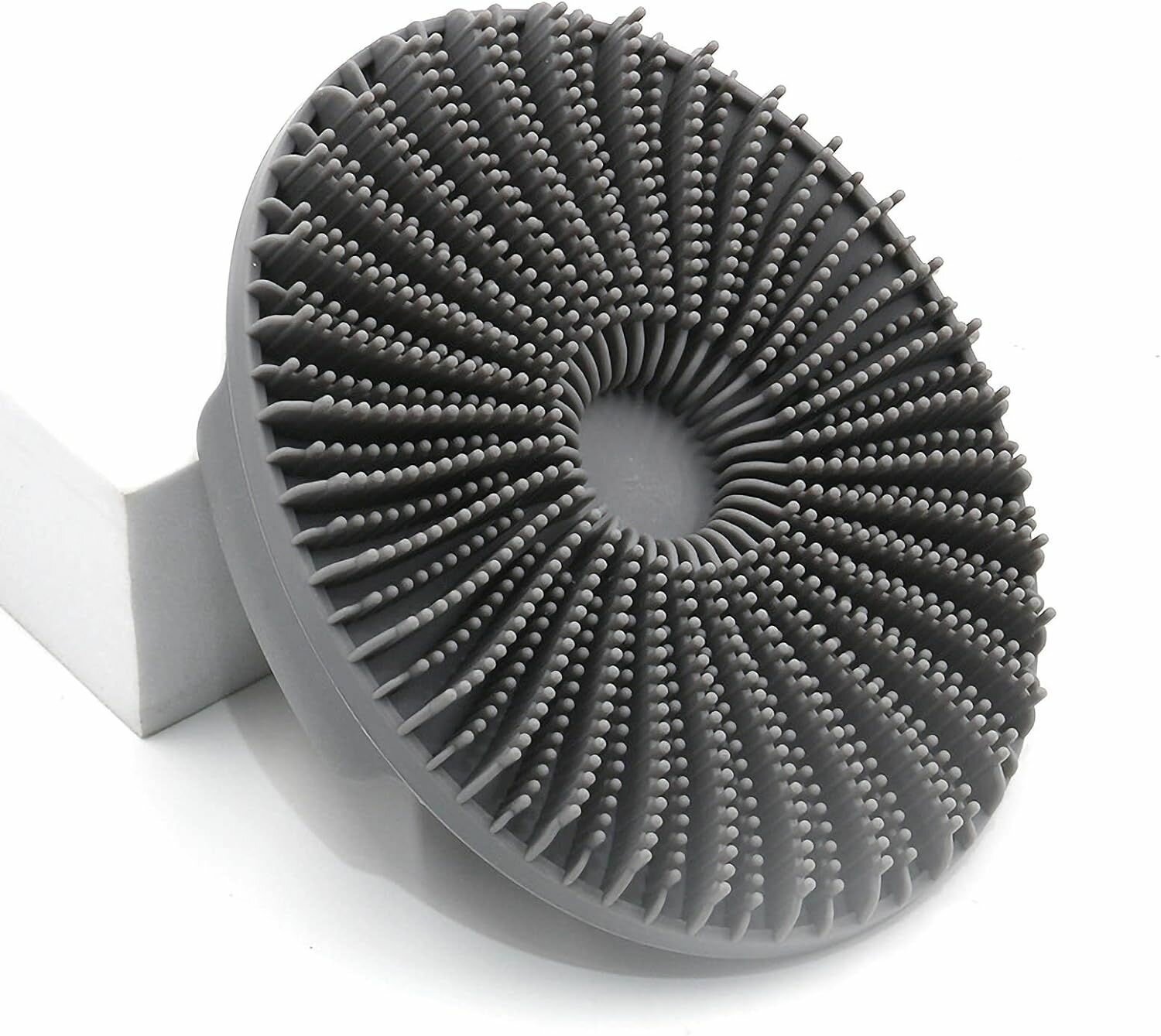 Силиконовая мочалка для душа, бани и сауны. Мягкая губка-пилинг для тела. Серая