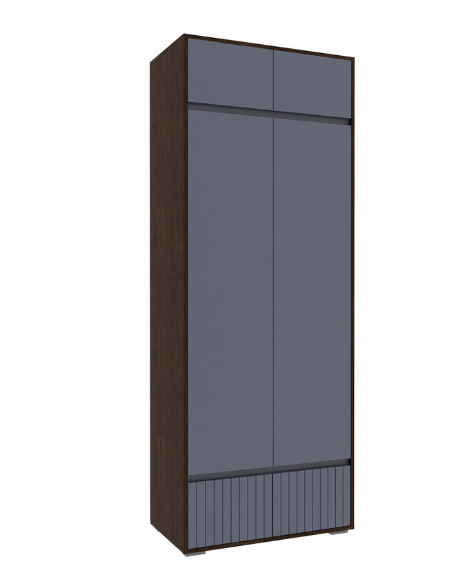 Шкаф 2-х створчатый МДФ Прага Венге/Графит софт, с полками, со штангой ЛДСП/МДФ