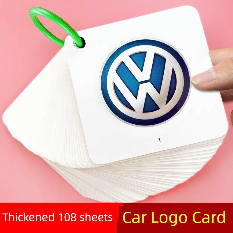 Улучшенный набор карточек с логотипами автомобилей, 108 толстых обучающих карт для обучения распознаванию марок
