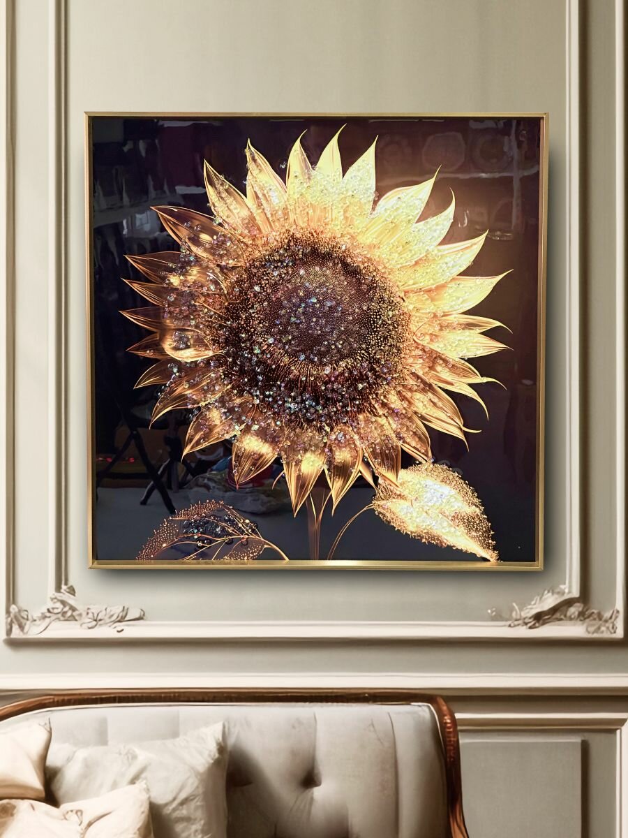 Картина на стену для интерьера 50х50 см Подсолнух