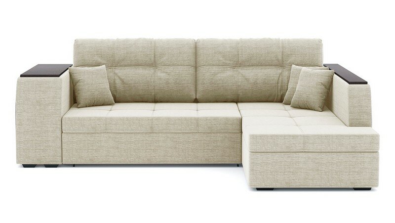 Угловой диван дельфин "Брюссель" рогожка дрим беж